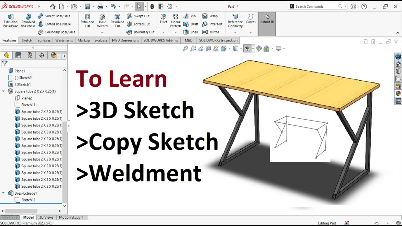 Making K-Style Study Table with Solidworks Tool - YouTube
