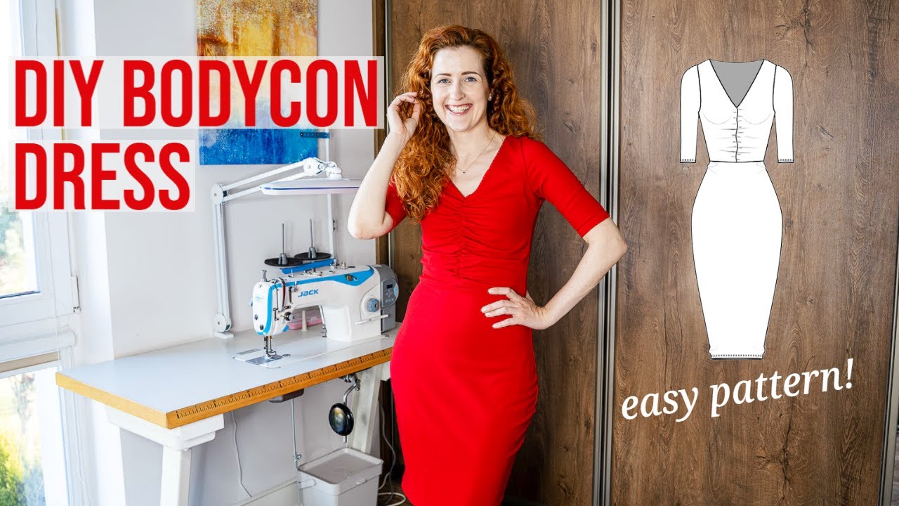 How to Sew Fitted Dress + Pattern Download - YouTube