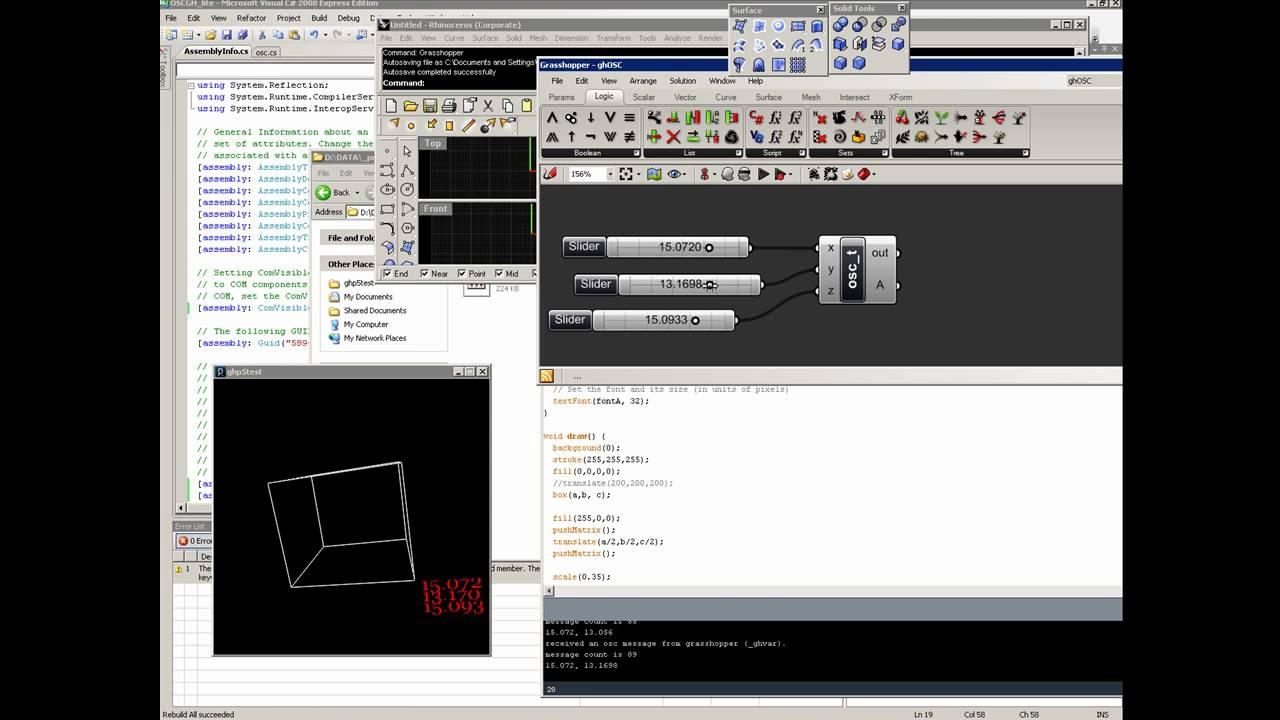 Grasshopper and Processing talking via OSC - YouTube