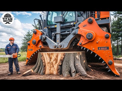 Extreme Dangerous Monster Stump Removal Excavator | Amazing Fastest Wood Chipper Machines #13