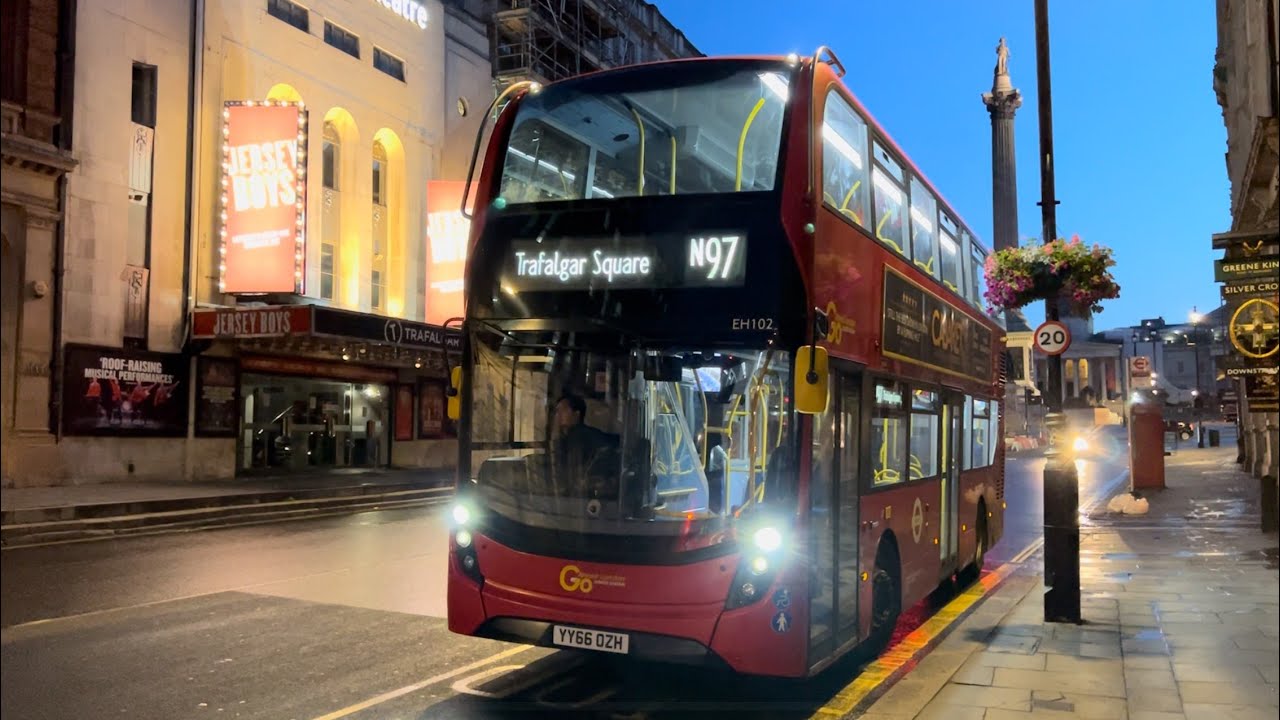 【Full Journey】 London Bus (London General) route N97 towards Trafalgar ...