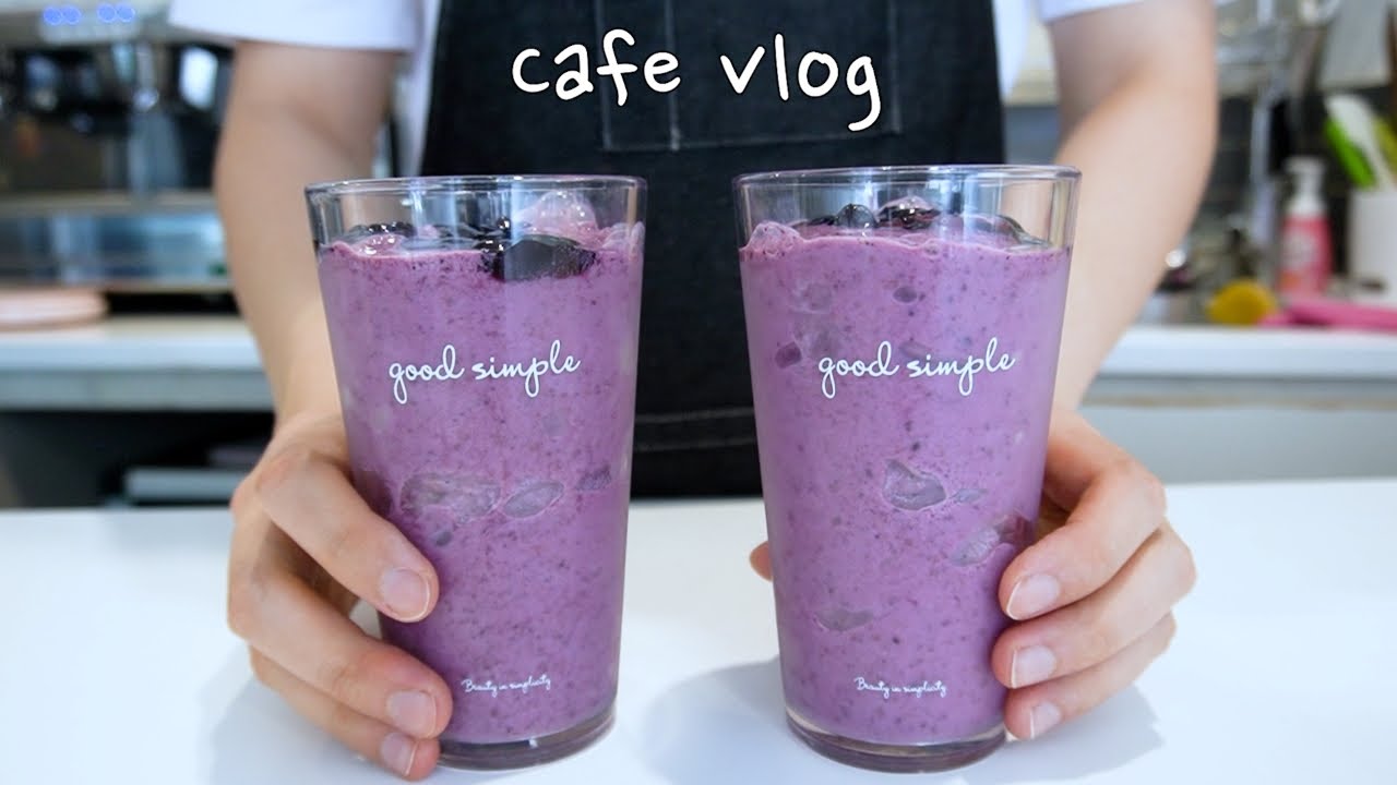 🎉드디어.. 50만 기념 구독자 이벤트🙏 | 💜보라보라한 Borahae💜 음료 만들기 | Cafe vlog - YouTube