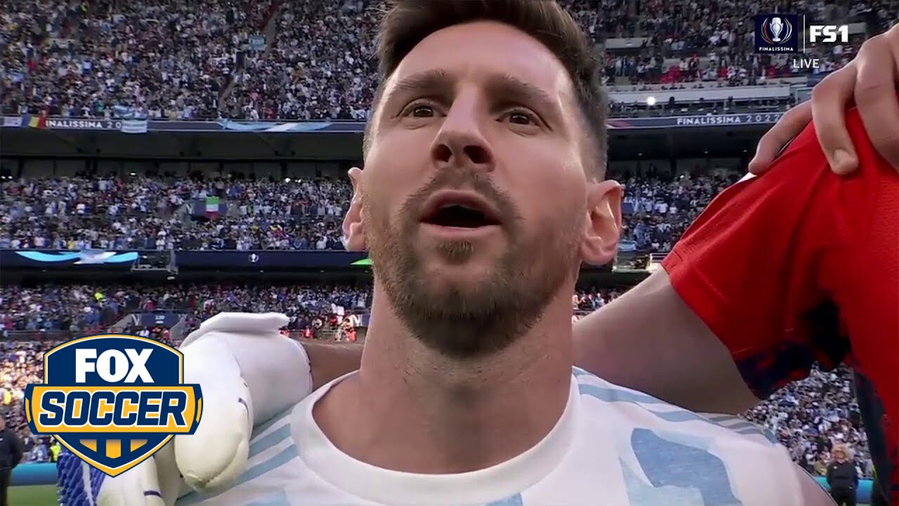 Italy and Argentina, Lionel Messi walk outs & National Anthems before ...
