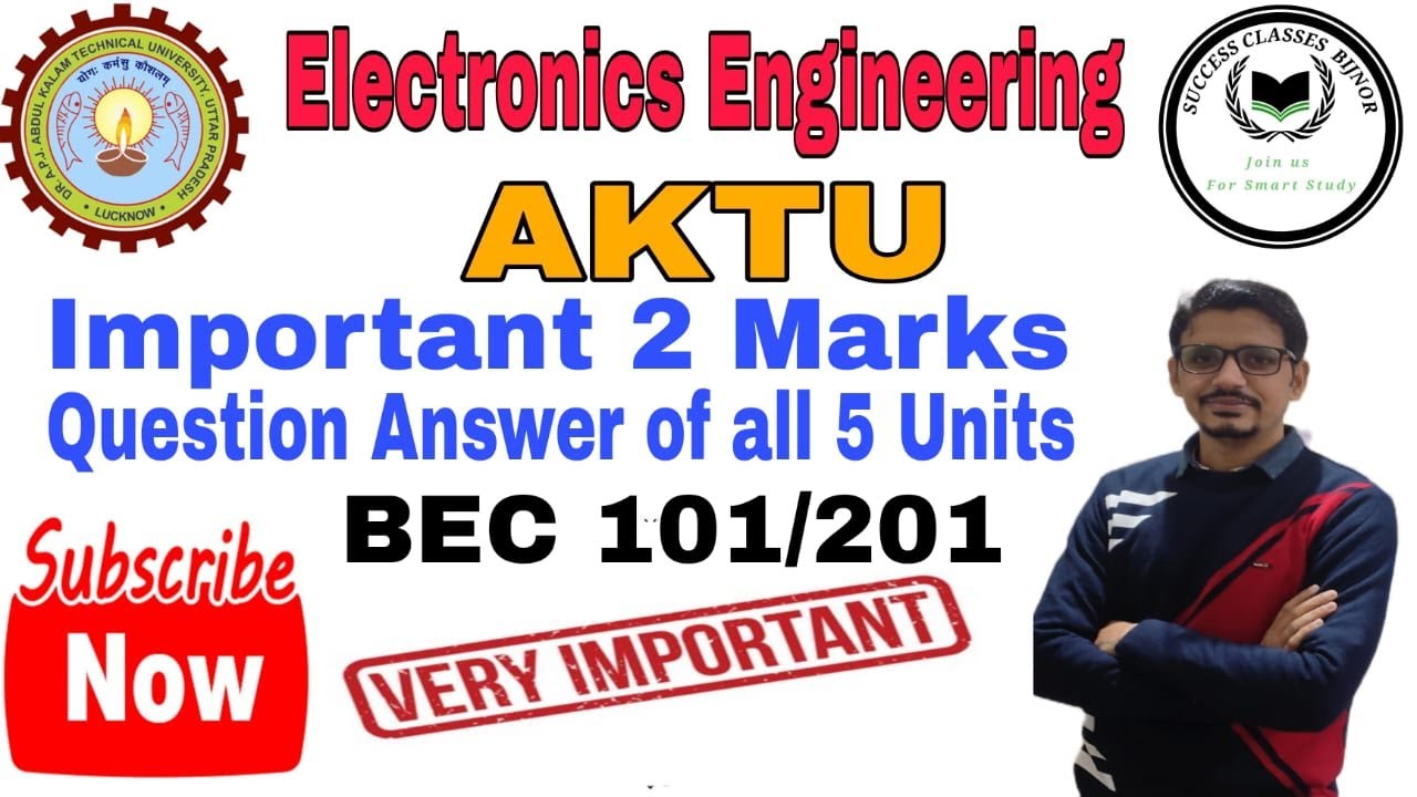 important 2 marks questions of all units || BEC 101/201#electronic # ...
