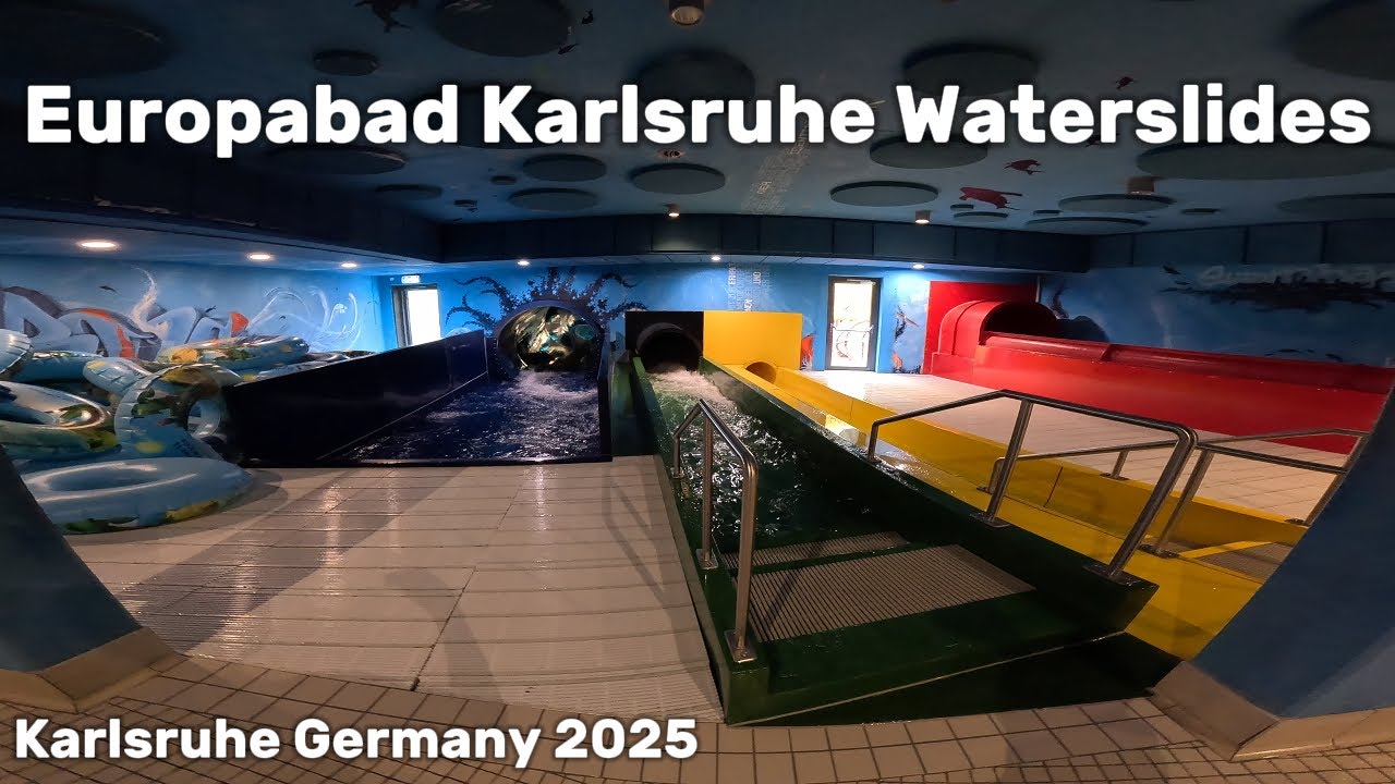 Waterslides in Water Park Europabad Karlsruhe Germany, POV 4k videos ...
