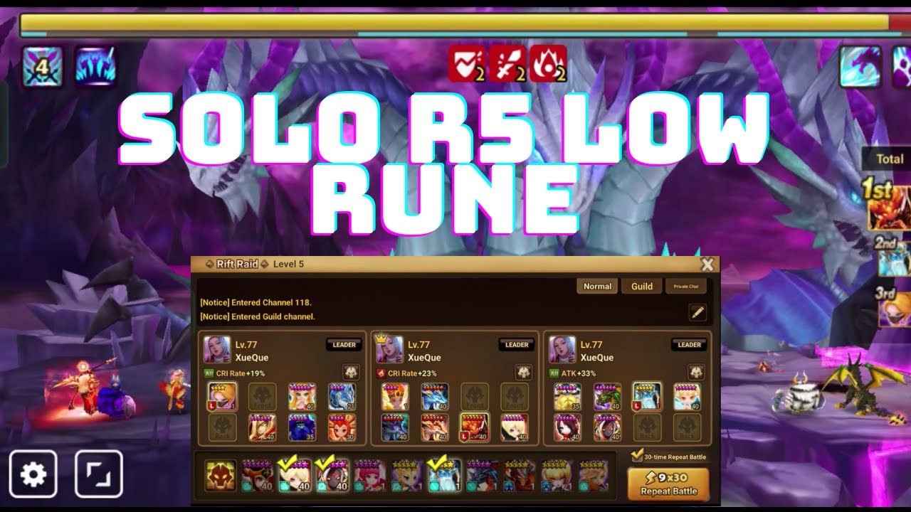 Team Solo Raid 5 : Low Rune f2p | Summoners War - YouTube