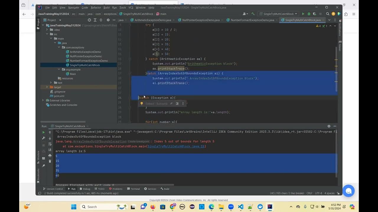 CoreJava ExceptionHandling Programs May 31 2024 - YouTube