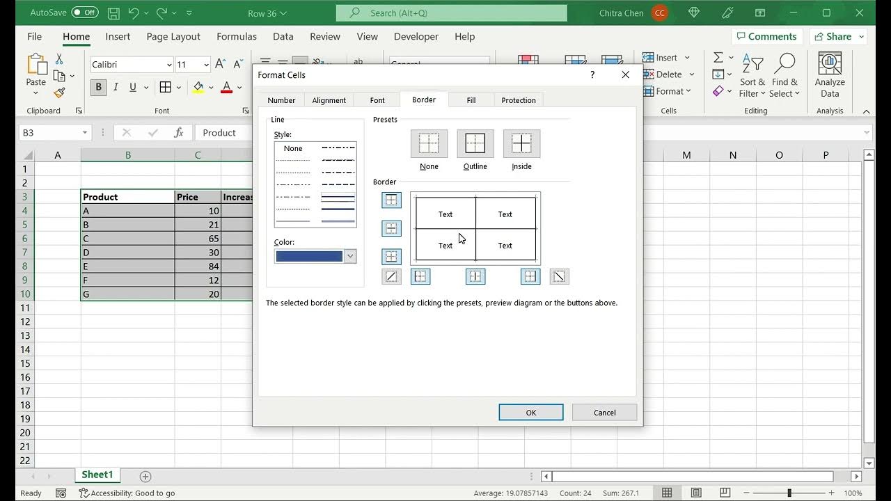 How to change the border color in Excel - YouTube