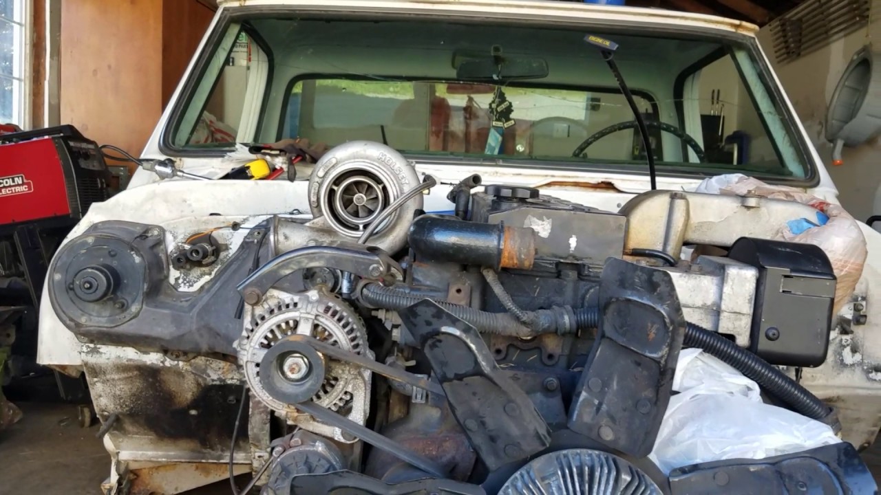 Bagged and bodied Cummins 24 valve swapped c15 - YouTube