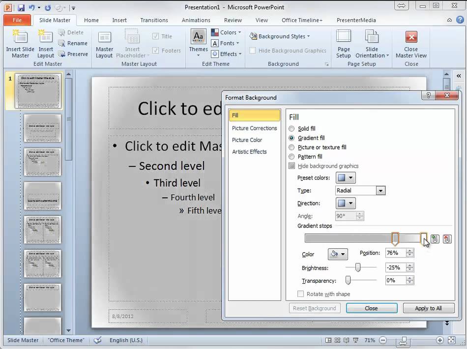Apply Gradient to PowerPoint Presentation Template - YouTube