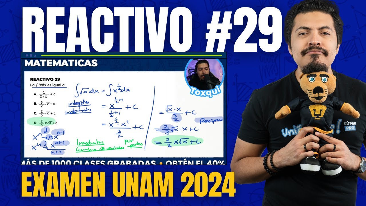 Examen Simulador UNAM: Reactivo 29 Matemáticas - Integrales y Funciones ...