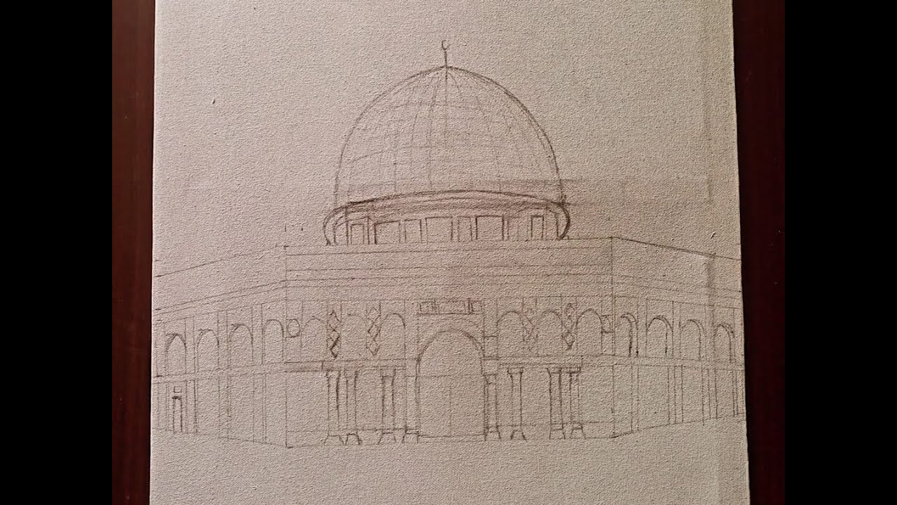 Al Aqsa mosque Drawing tutorial. Easy Al aqsa masjid pencil sketch step ...