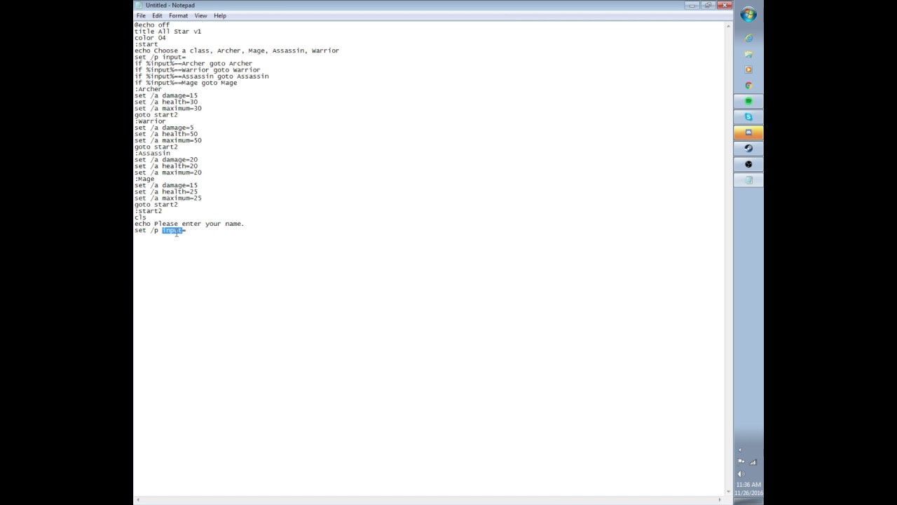 BATCH RPG EPISODE 1 - Classes - YouTube