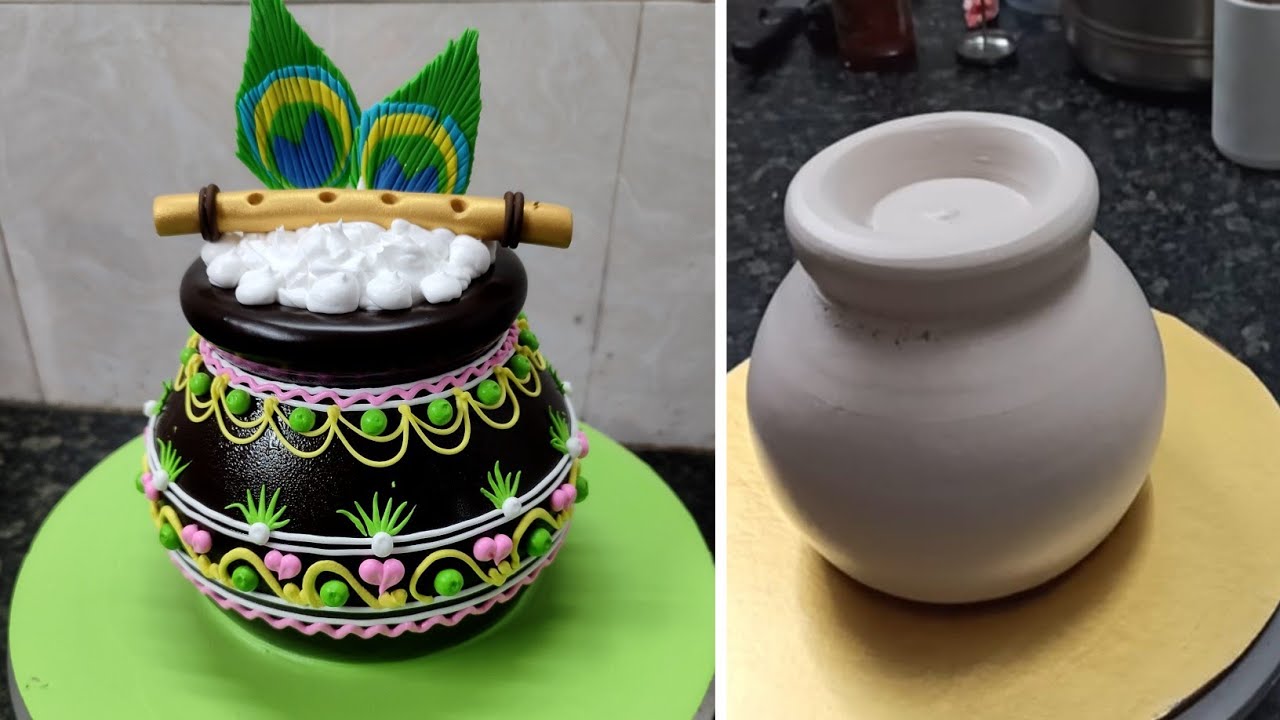 Wow Amazing Matka Cake Design With Chocolate Cake |Special Krishna ...