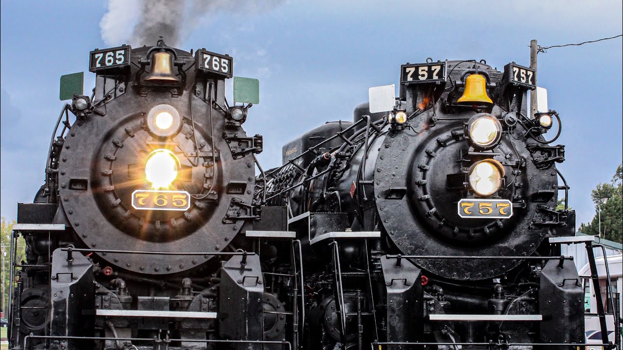 Berkshires in Bellevue! NKP 765 and NKP 757 action - YouTube