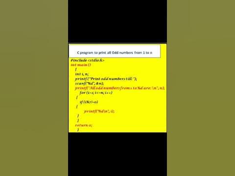 🍧C program to print odd numbers 1 to n 🍧🍔 - YouTube