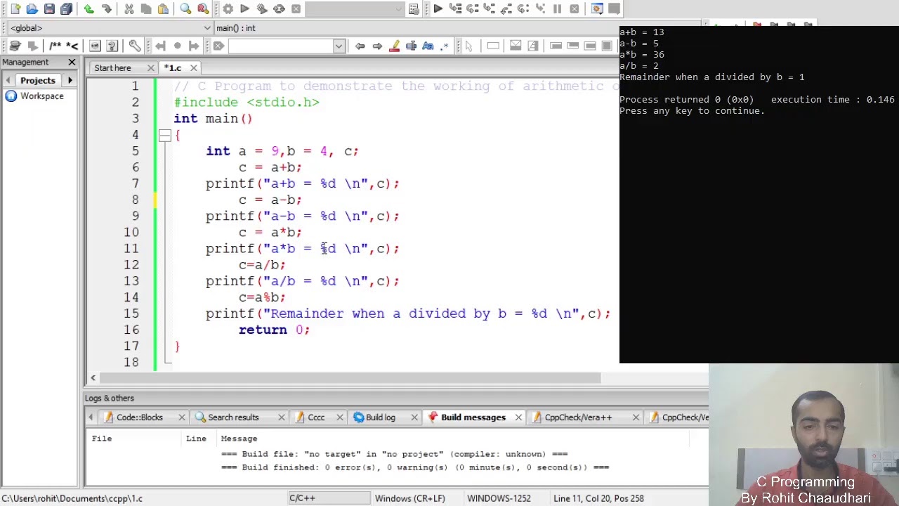 C Programming Arithmetic Operator In Marathi By Rohit Chaudhari