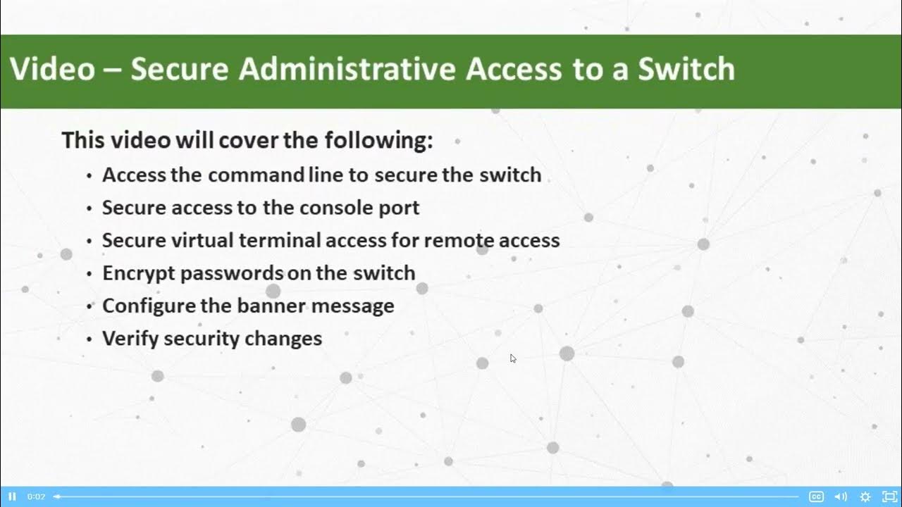 CCNA - Secure Administrative Access to a Switch - YouTube
