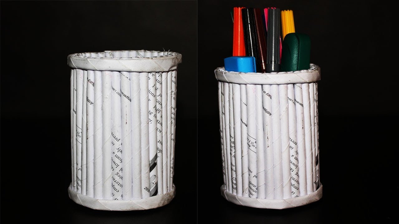 How To Make A Newspaper Pen Stand Holder Make Pencil Stand At Home YouTube how-to-make-a-newspaper-pen-stand-holder-make-pencil-stand-at-home-youtube