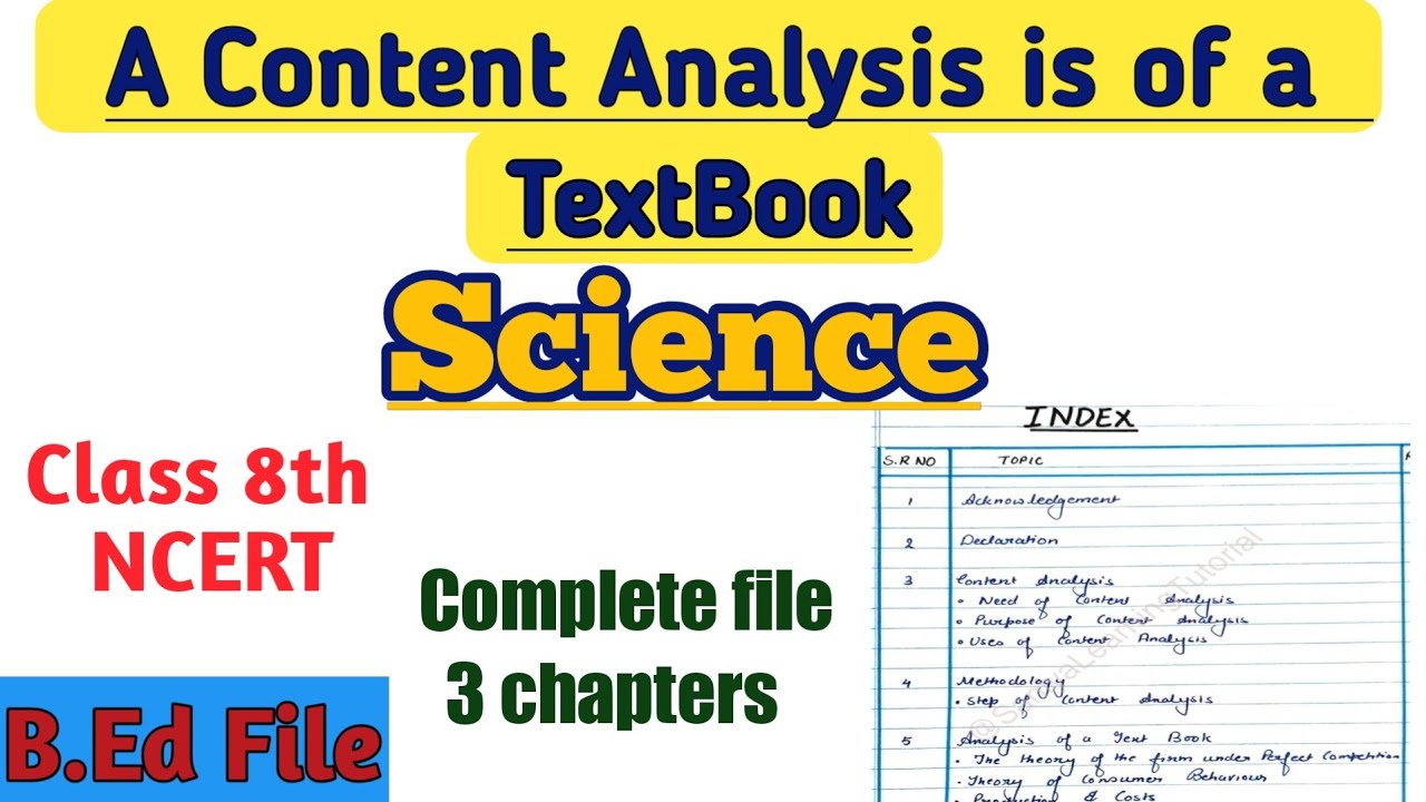 Textbook Analysis File B.Ed | Content Analysis | Project file D.el.ed ...