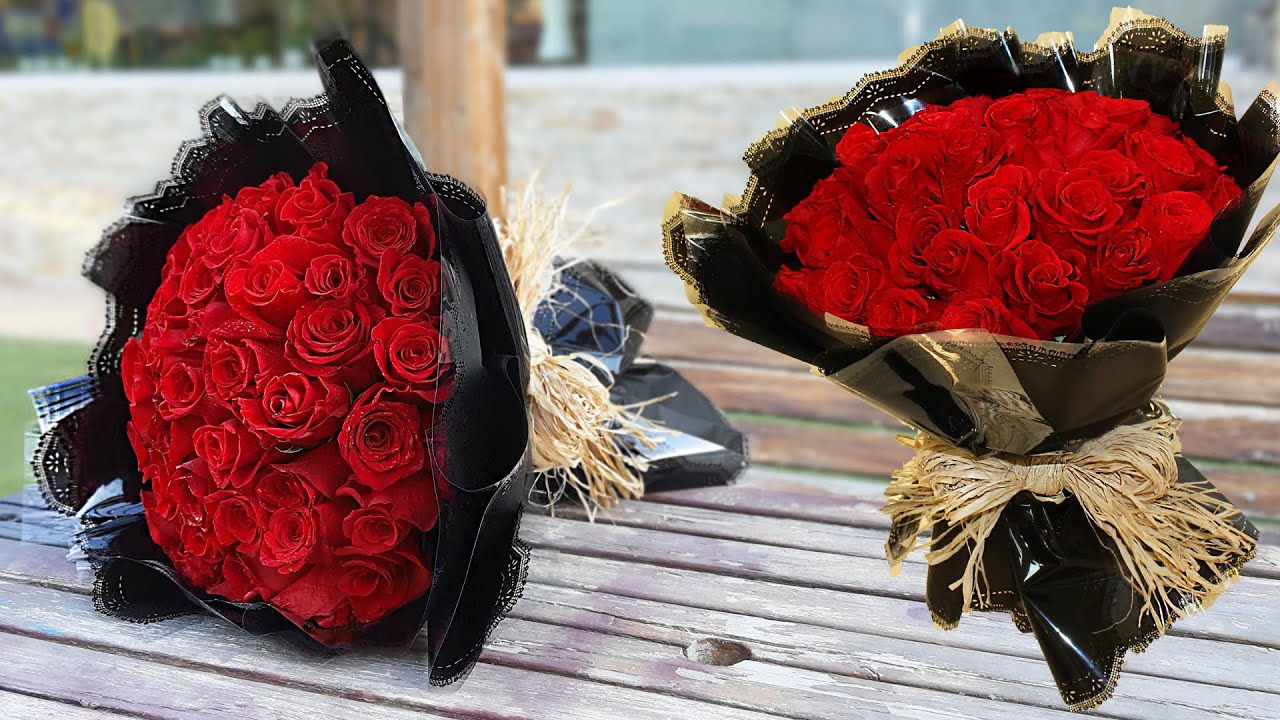 40 red roses wrapping technique tutorial for beginners. - YouTube