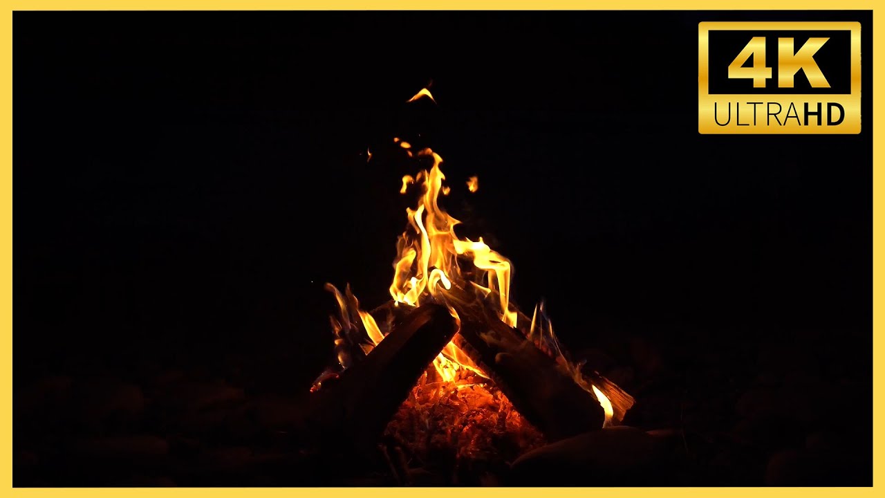🔥 4K Campfire by the River at Night Ambience. Relaxing Campfire with ...
