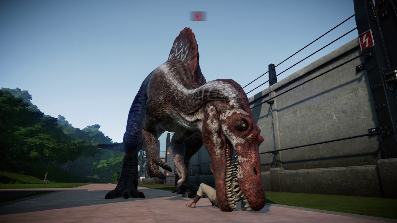Jurassic World Evolution: Spinosaurus human attack in slow motion (Redo ...