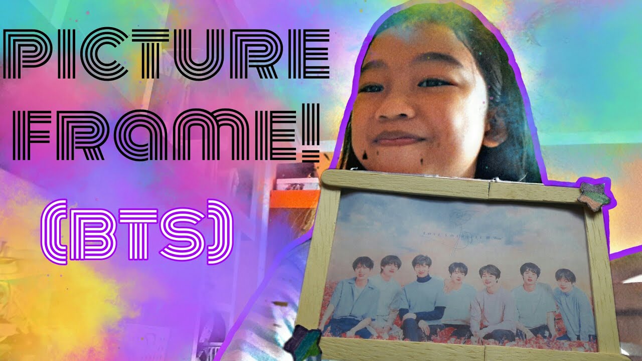how to make a diy BTS "picture frame" using popsicle sticks - YouTube