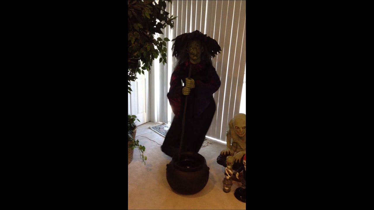 Gemmy life size cauldron witch - YouTube