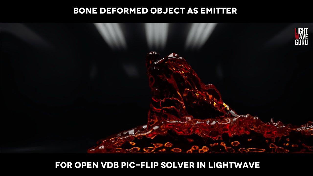 bone deformed object as emitter for open vdb pic-flip solver in LightWave (render output) - YouTube