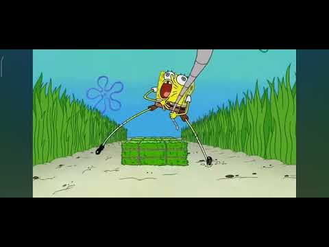 SpongeBob Holding a rope While Patrick is Lawnmowering - YouTube