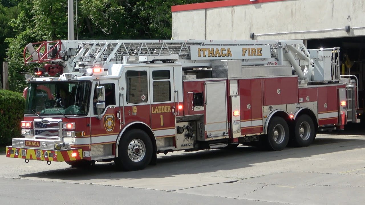 Ithaca FD Engine 4, Engine 1, & Ladder 1 Responding - YouTube
