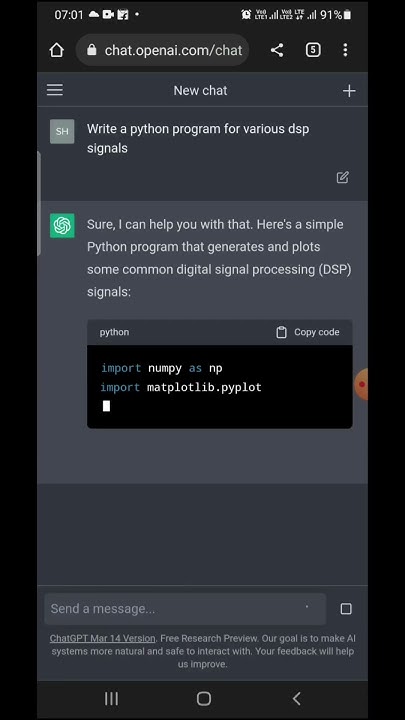 Using chat gpt write python program for various test signals in DSP ...