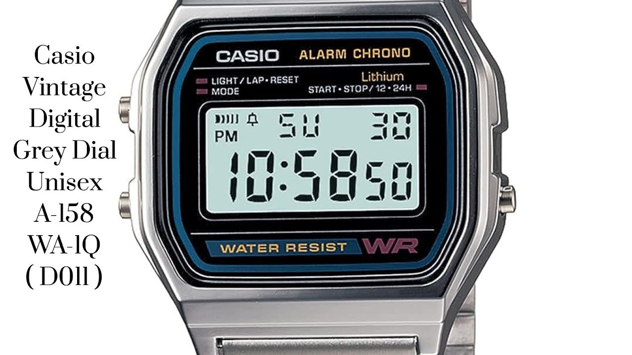 Casio Vintage Digital Grey Dial Watch Review - A-158WA-1Q (D011) - YouTube
