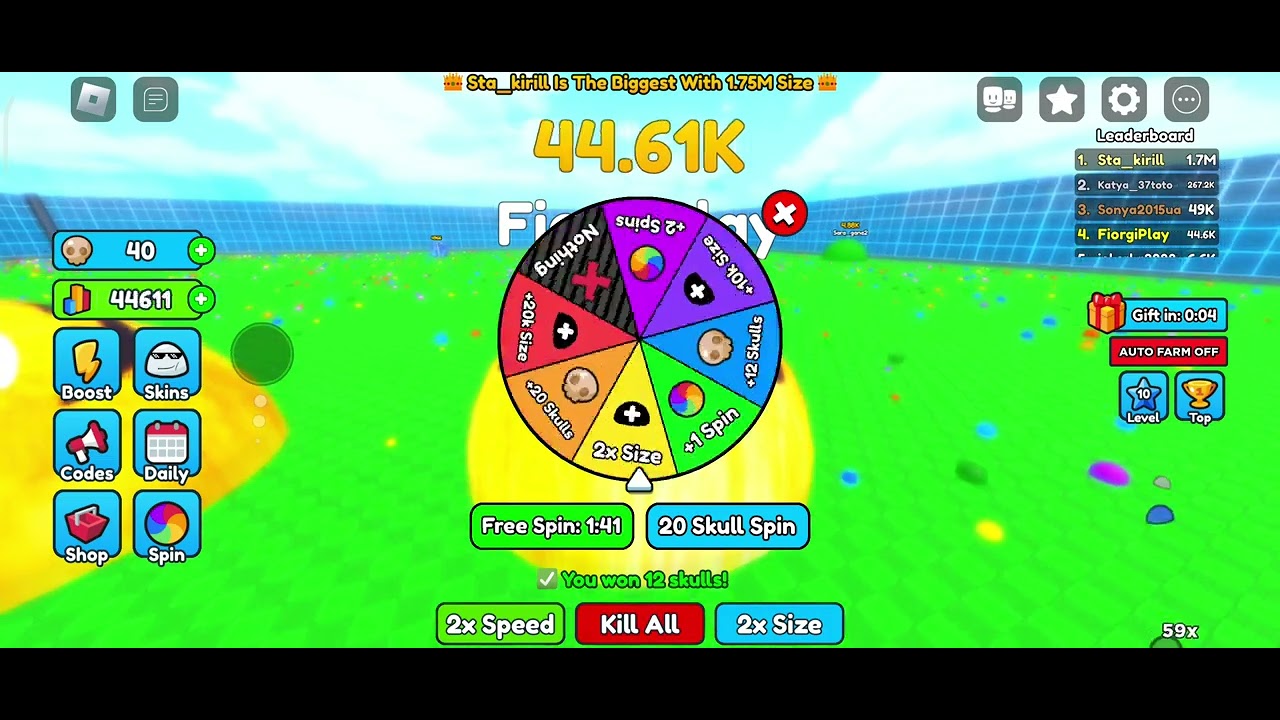 Roblox: Eat Blobs Simulator 🫧 I earned 44702183 points, came out on top ...