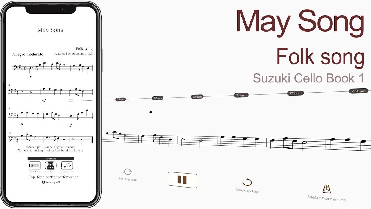 May Song | Folk song【 Cello Sheet Music 】 - YouTube