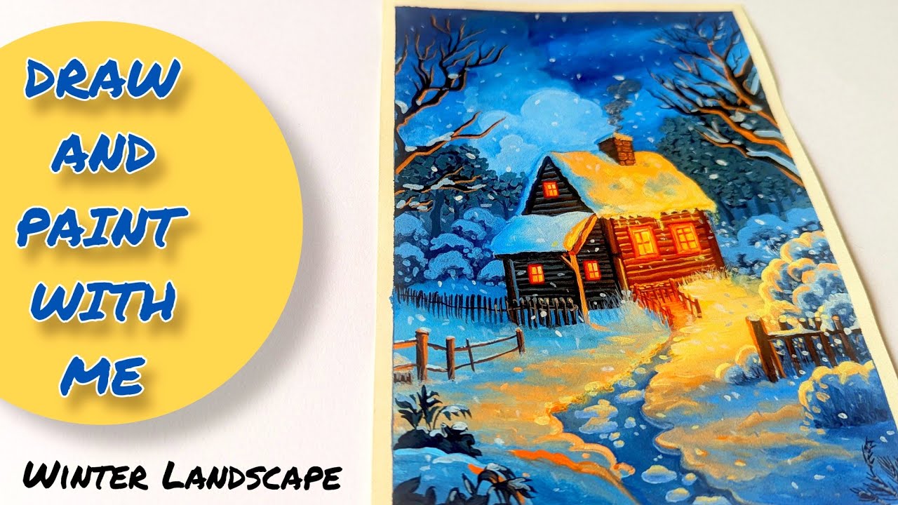 Paint With Me ️ | Winter Landscape Painting | Easy Winter Landscape ...