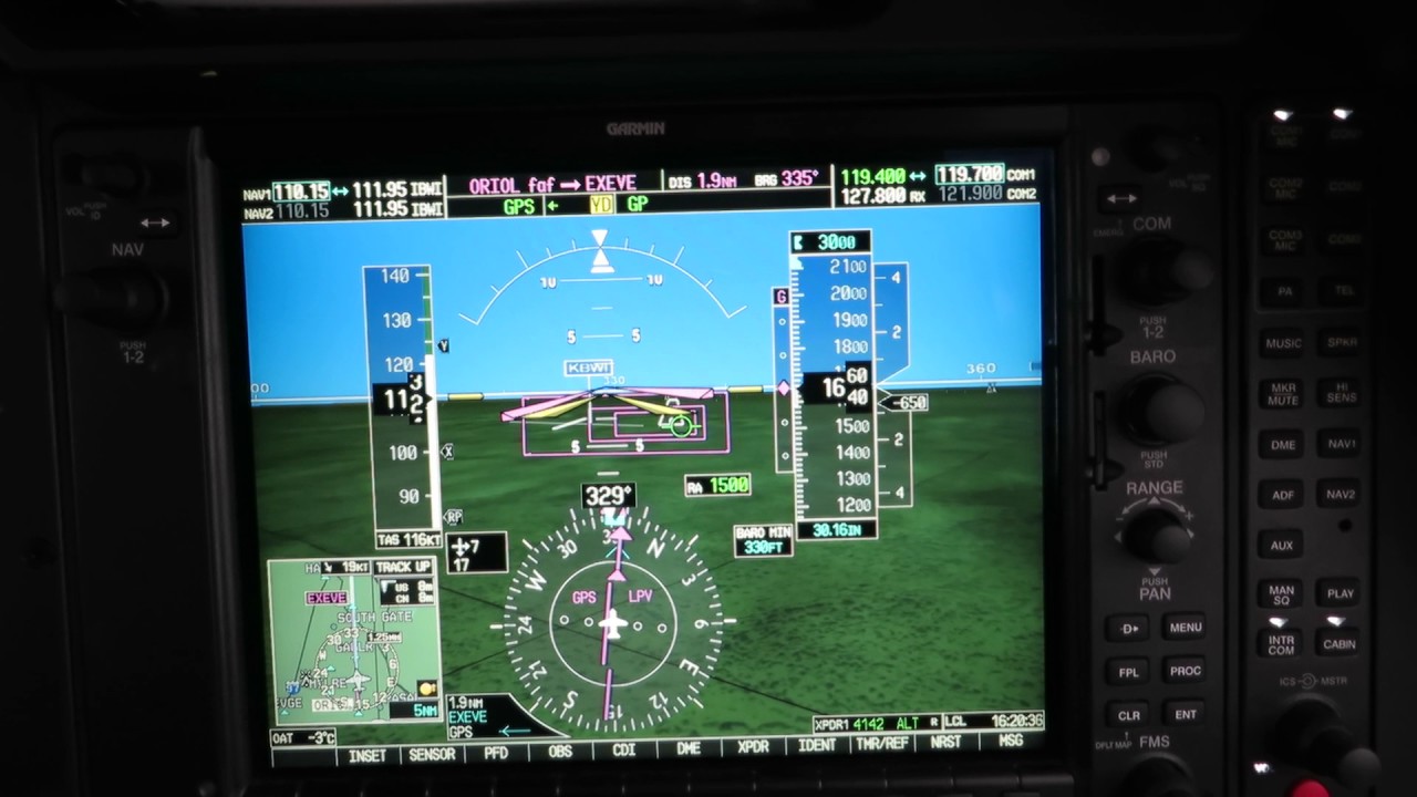 garmin g1000 doing RNAV runway 33R at KBWI, using synthetic vision ...