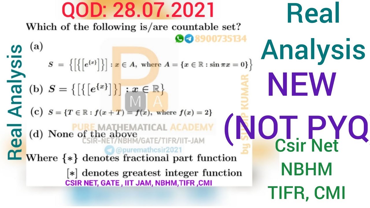 Real Analysis Qod 28 07 2021 Csir Net Nbhm Tifr Cmi Iit Jam By Pma Sudip Kumar