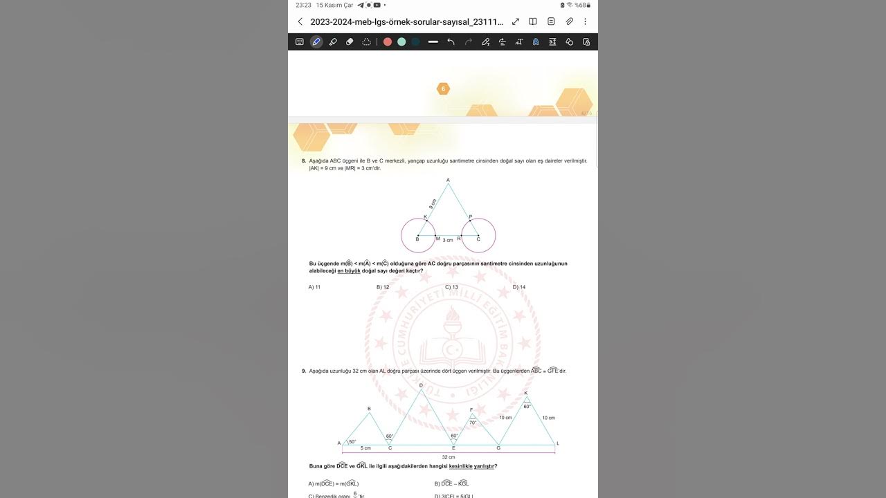 Meb 2024 Lgs Kasım Ayı Matematik Dersi örnek Soru çözümleri Lgs örnek