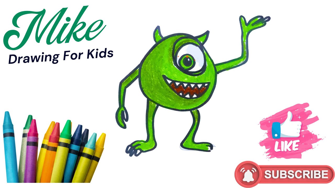how to draw Mike Wazowaski | Monster inc step by step - YouTube
