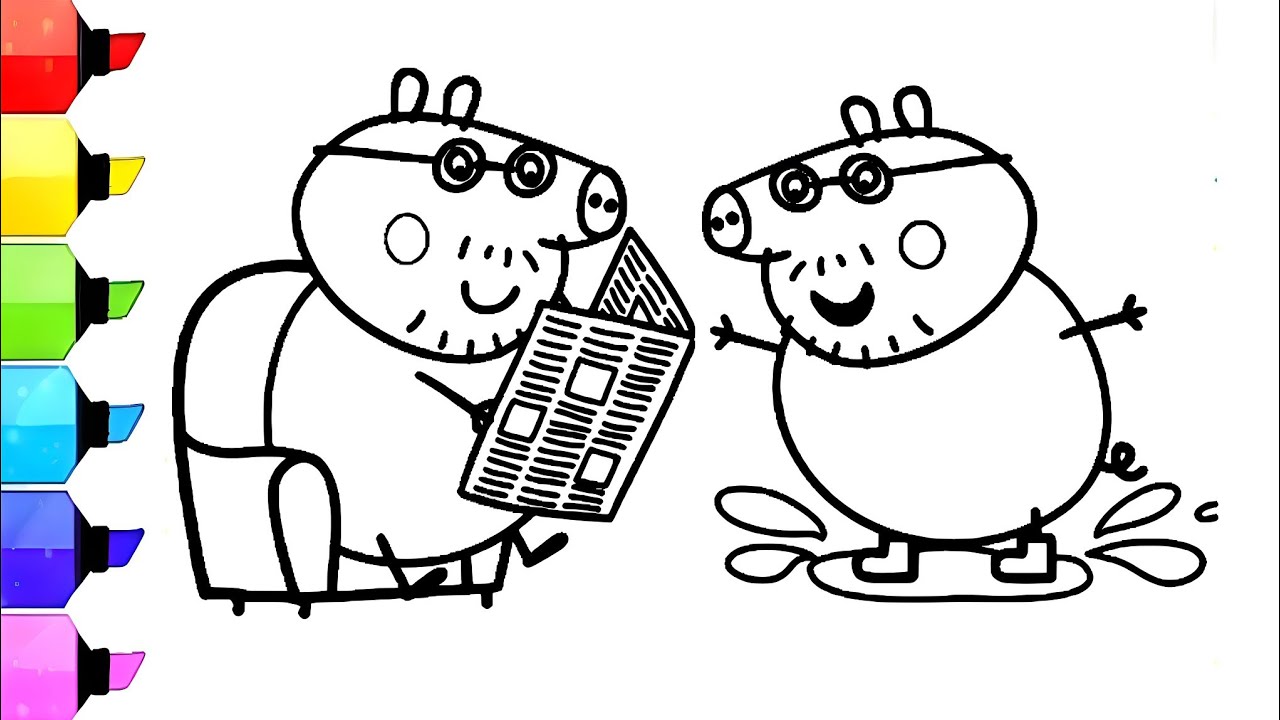How to Draw Daddy Pig Easy Step by Step ||| Peppa Pig Drawing, Painting ...