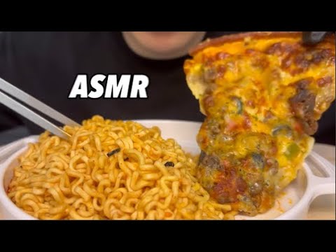 불닭볶음면 & 피자 먹방 리얼사운드 | SPICY FIRE NOODLES(BULDAK) & PIZZA ASMR MUKBANG ...