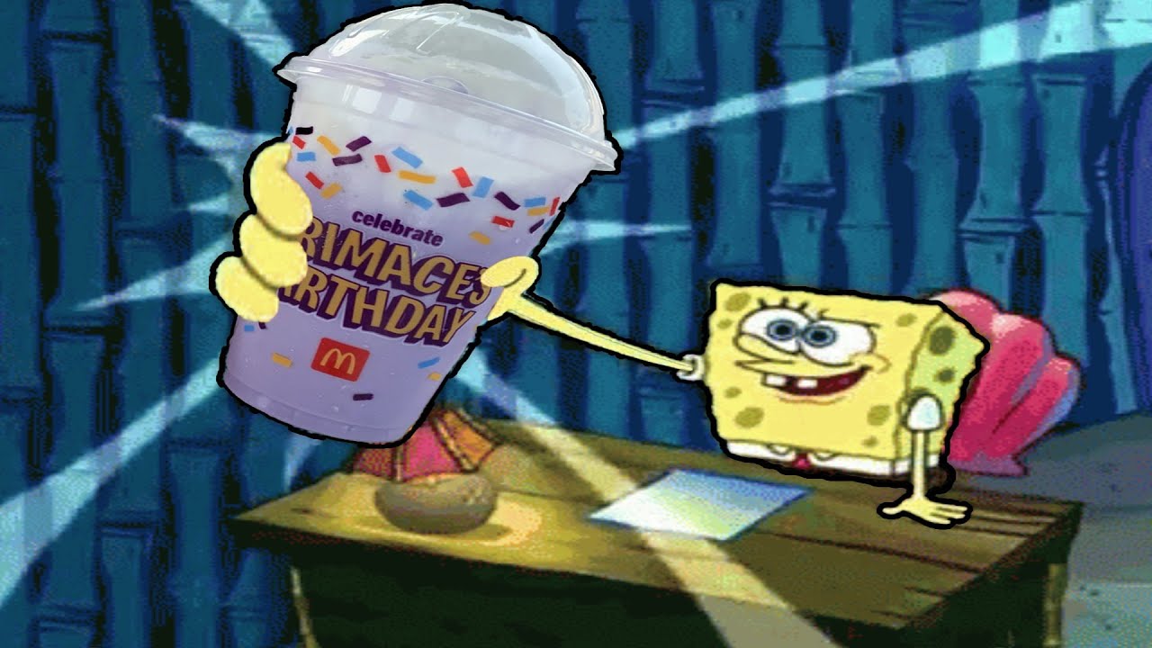 Spongebob tries the Grimace Shake - YouTube