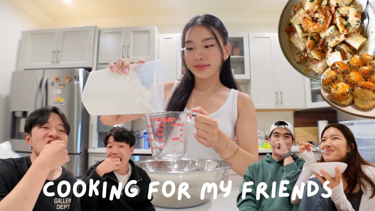 cooking a 3 course meal for my friends - YouTube