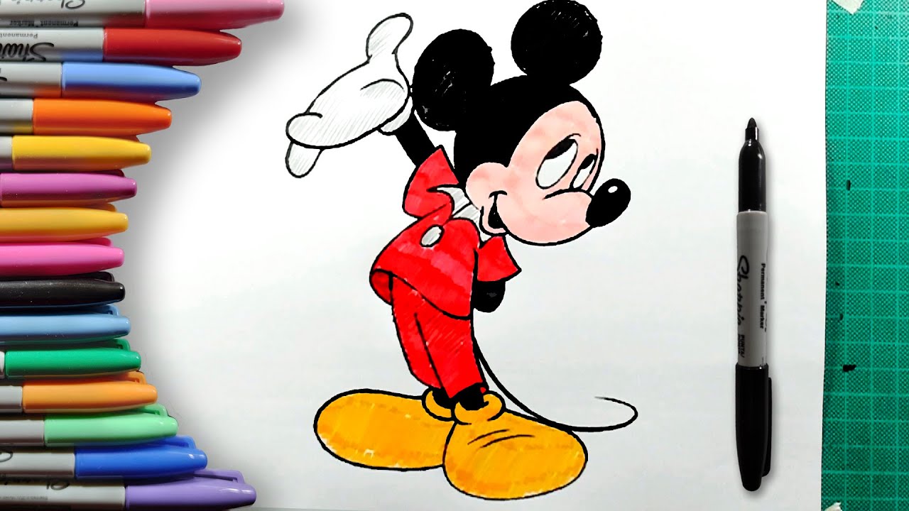 Cómo Pintar a Mickey Mouse Paso a Paso Fácil para Niños y Principiantes ...