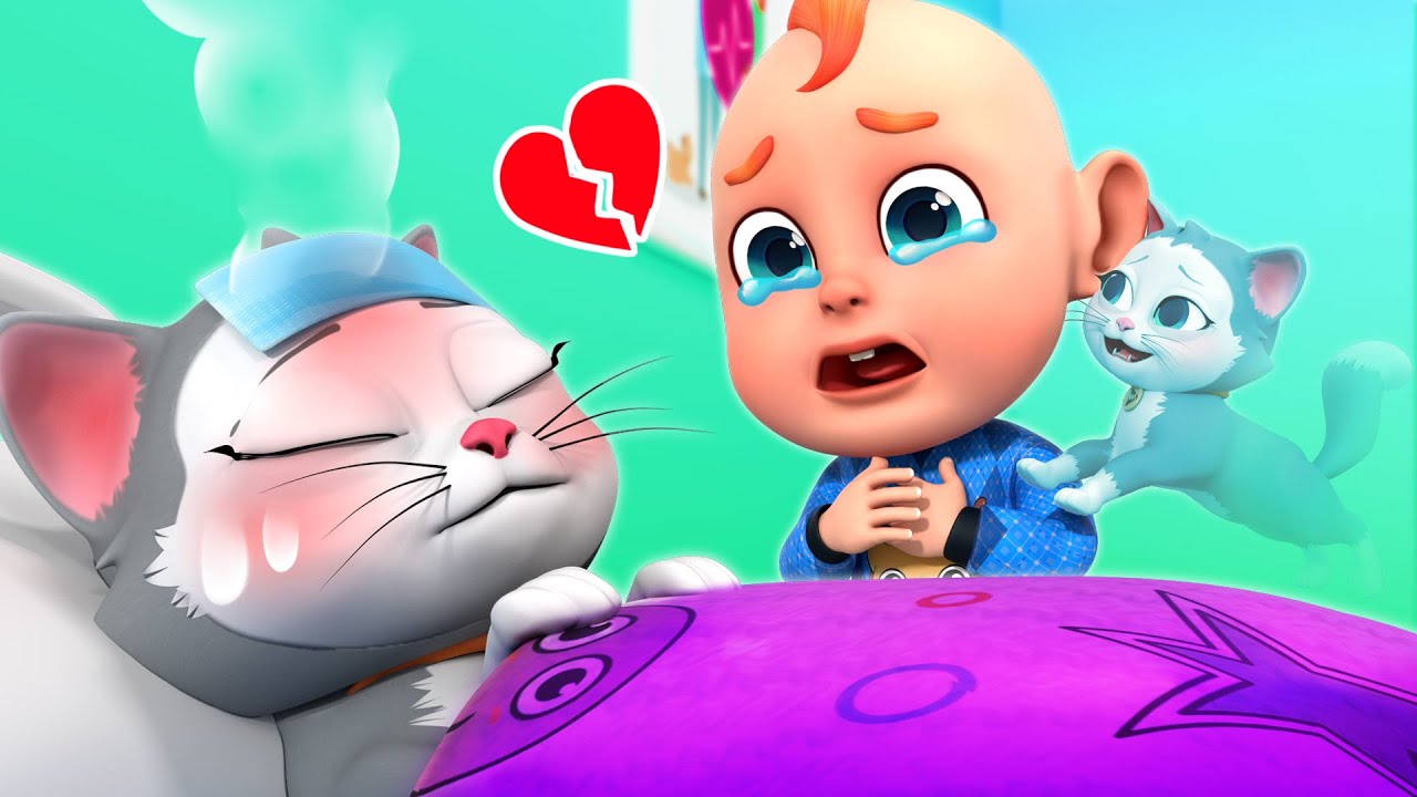 Baby Takes Care of a Cat | Sick Song + Boo Boo Song | Rosoo Nursery ...