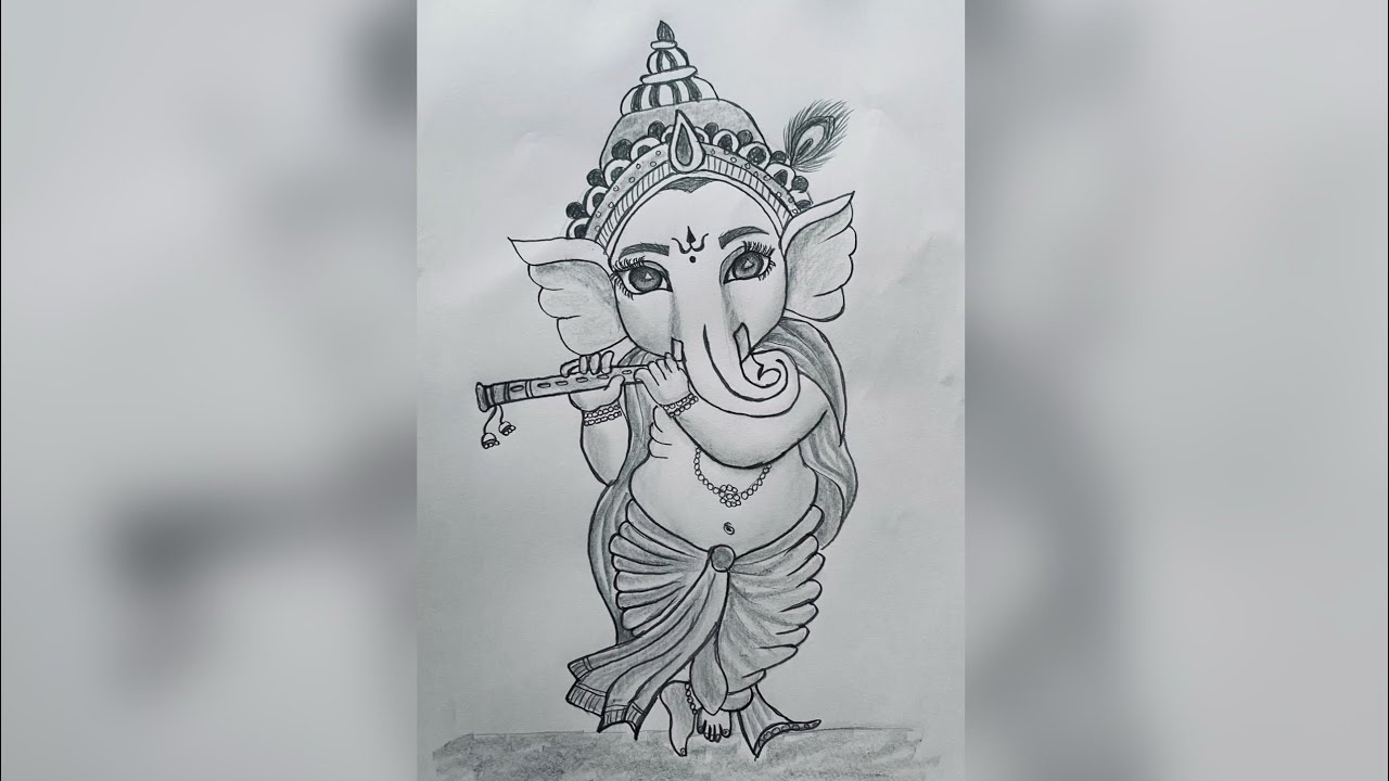 How to draw Lord Ganesha in Lord Krishna styles|| Ganesh Chaturthi ...