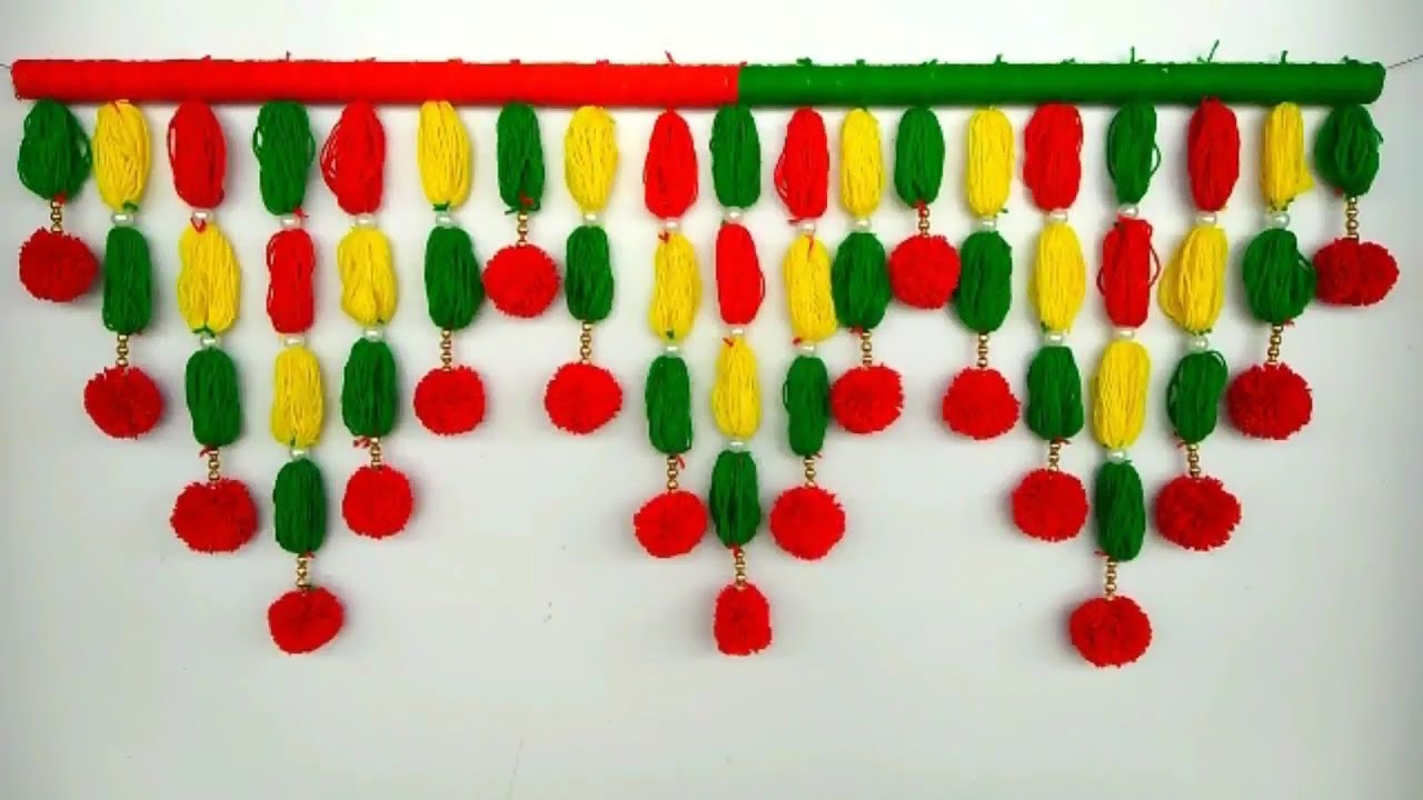 DIY - EASY DOOR HANGING TORAN MAKING FROM WOOLEN || BEAUTIFUL DOOR ...