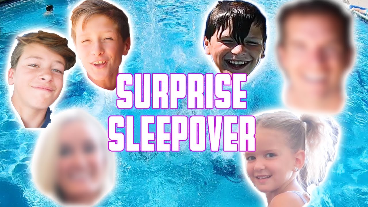 SURPRISE SLEEP OVER AND POOL PARTY | EPIC BACKFLOP - YouTube